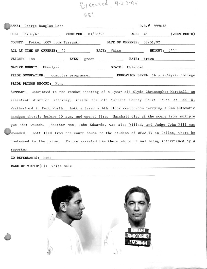 Misc facts about inmates executed on death row in Texas